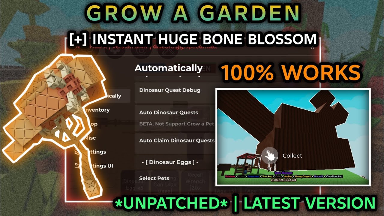 [😱] NEW!! GROW A GARDEN (INSTANT HUGE BONE BLOSSOM) 🐝 UNPATCH! EASY 500KG+ SIZE 🦊 - 2025 - YouTube