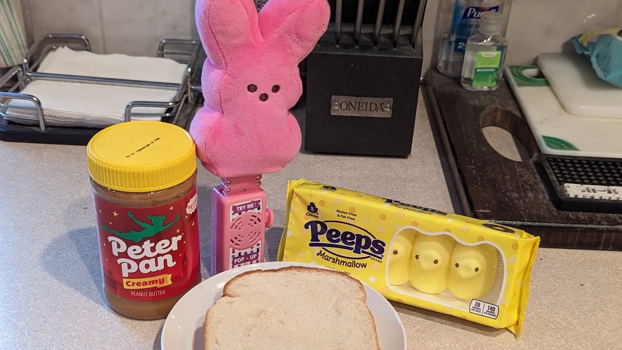 Tasting Peepanutter Sandwich For The First Time! Peanut Butter & Melted ...