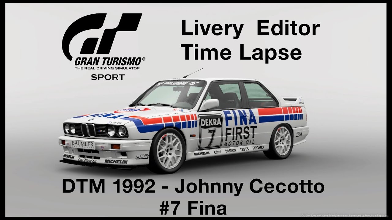 GT Sport BMW M3 E30 Fina DTM Livery Time Lapse - YouTube