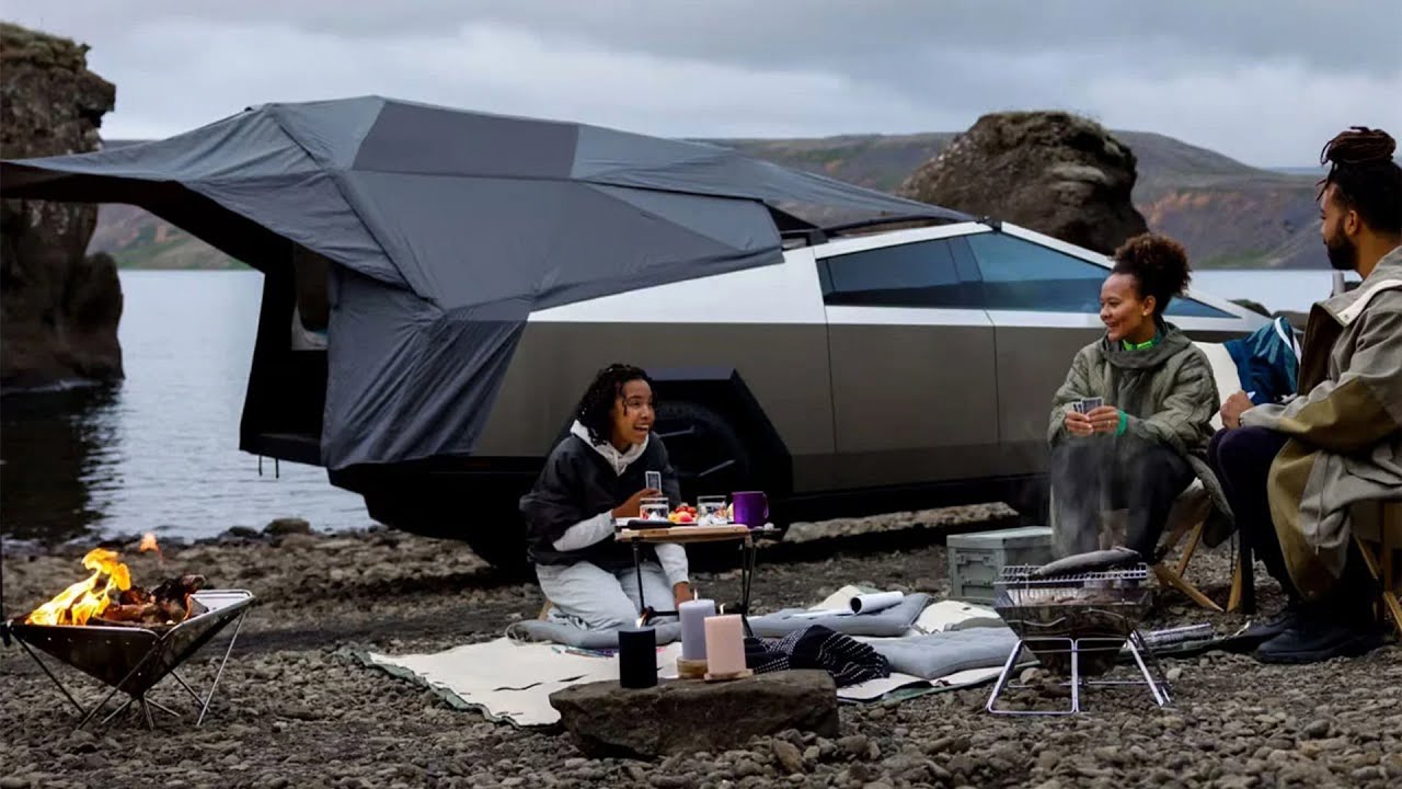 Tesla Cybertruck Oasis: Basecamp Tent Unveiled - Sleep under stars ...