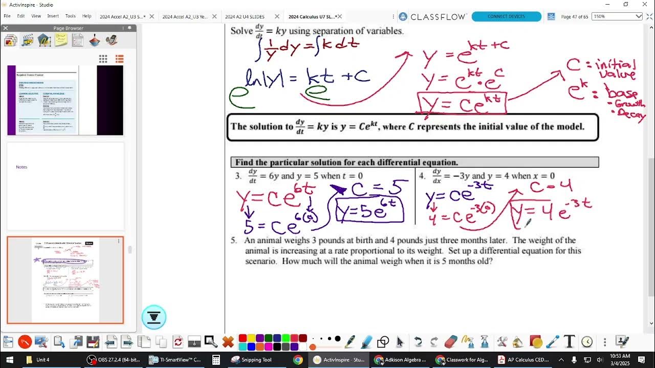 3,4 Calc 7,8 Exponential Differential Equations - YouTube