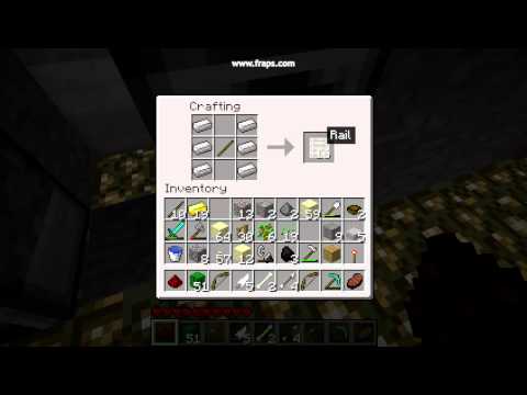 Minecraft: how to make mine cart rails - YouTube