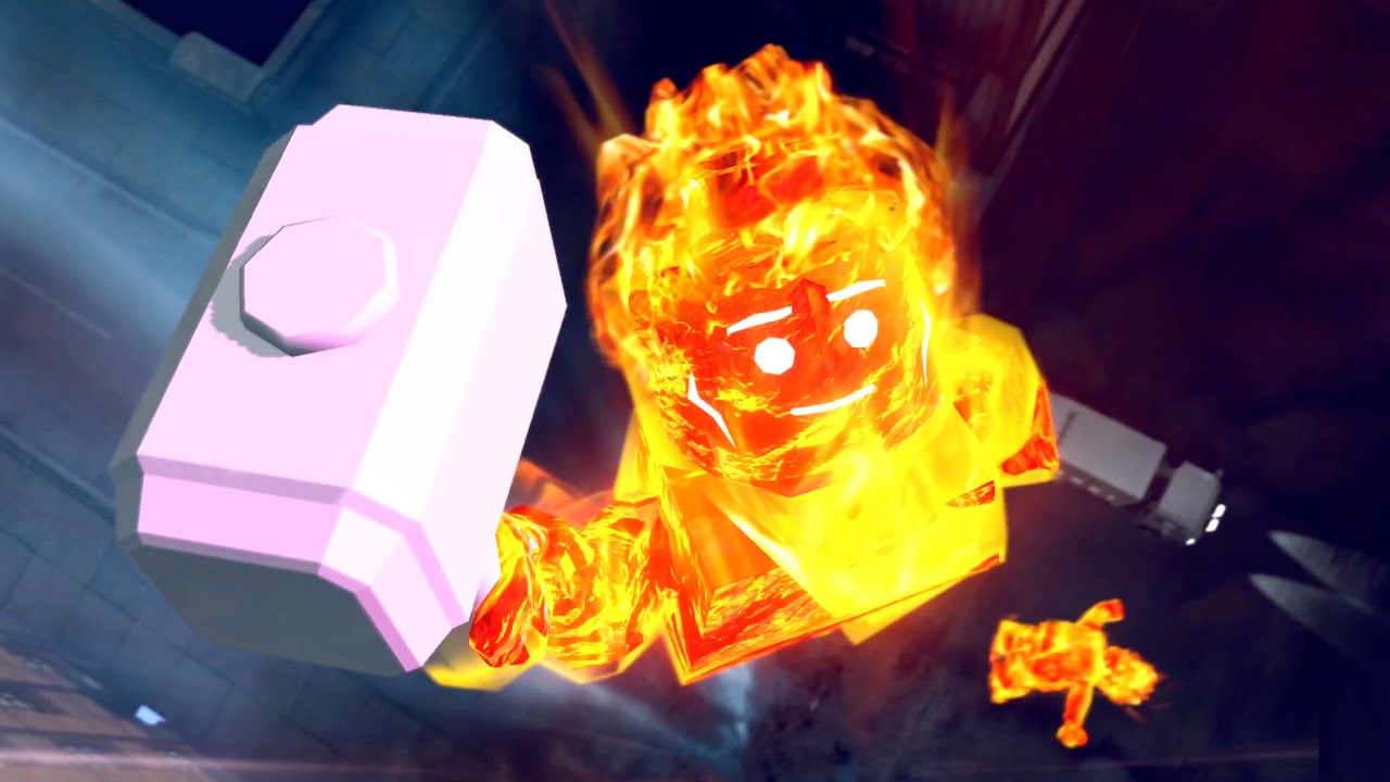 Human Torch on Fire Performs All Cutscenes in LEGO Marvel Super Heroes ...