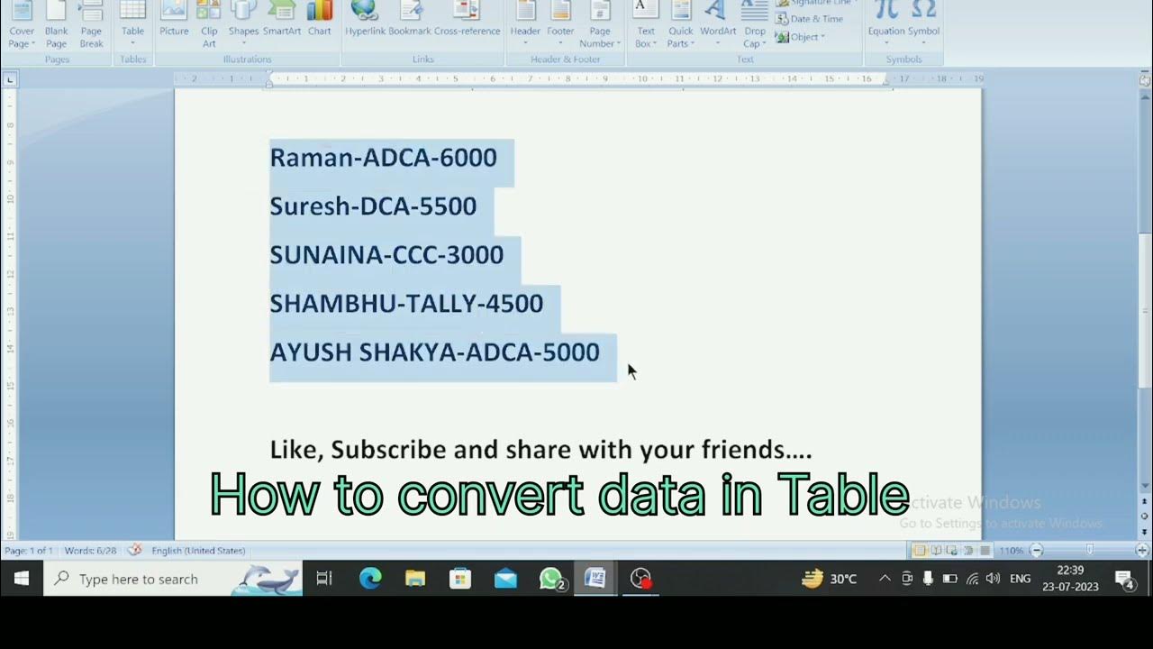 MS Word How To Convert Data Into ms-word-how-to-convert-data-into