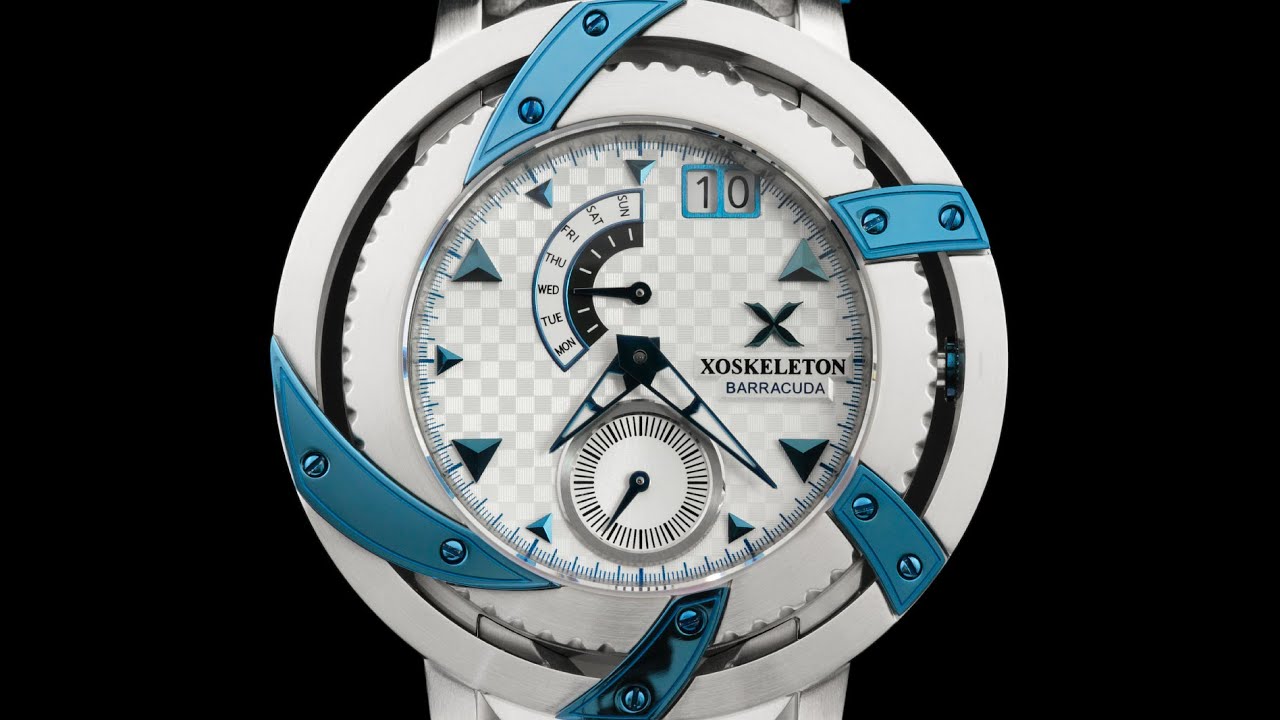 XOSkeleton 50mm Barracuda Swiss Quartz Limited Edition of 20 Multifunction Bracelet Watch - YouTube