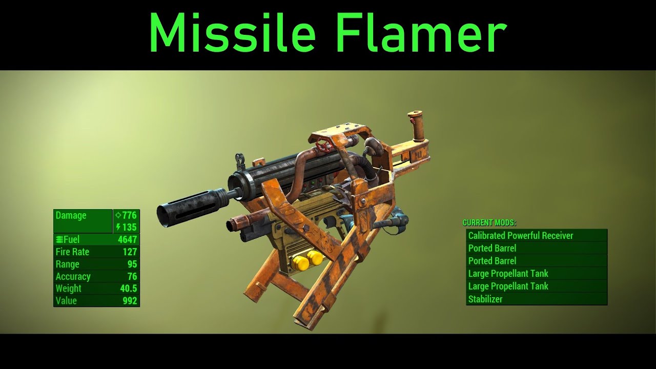 Fallout 4: Silent Calibrated Kneecapper Missile Flamer + Hyperspeed and ...