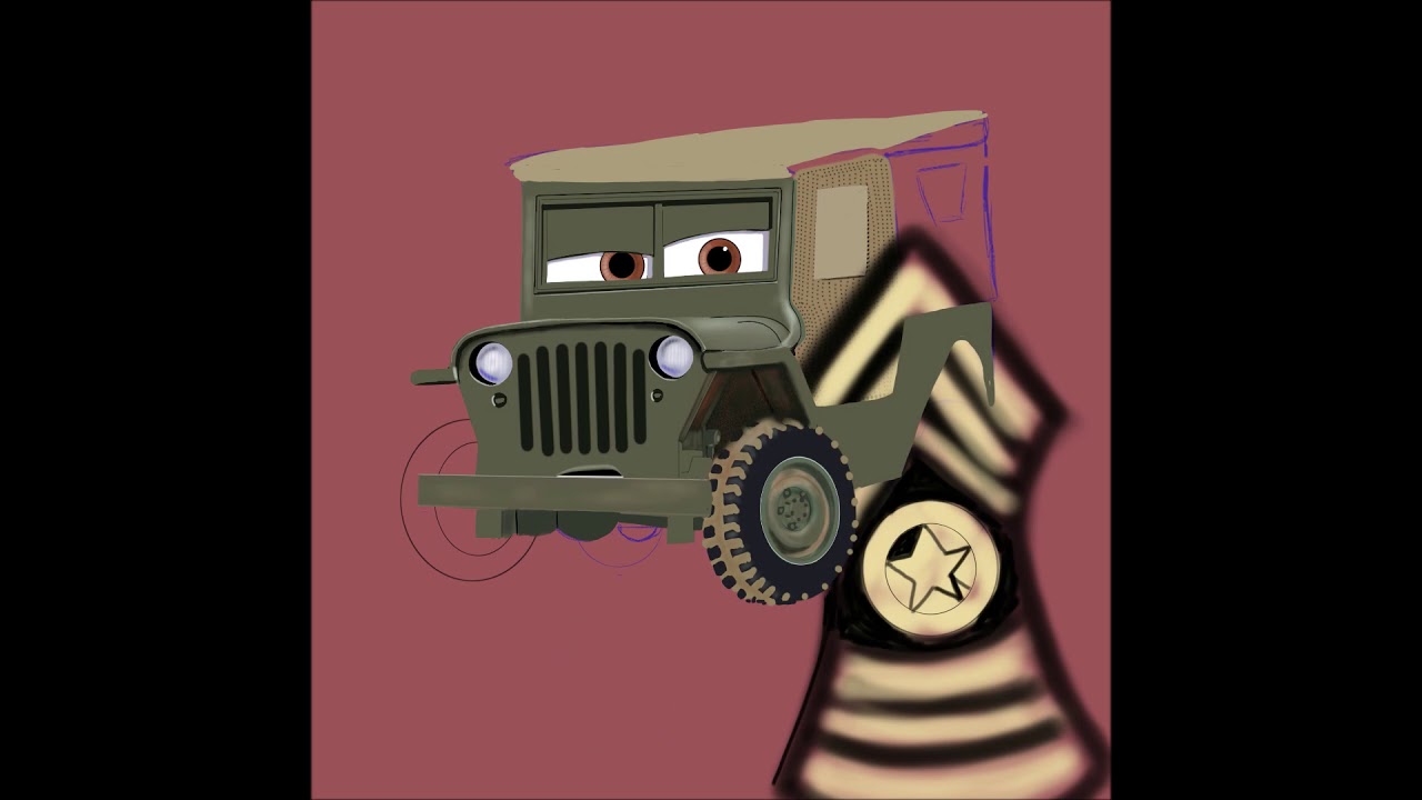 Sarge from Disney Cars digital drawing - YouTube