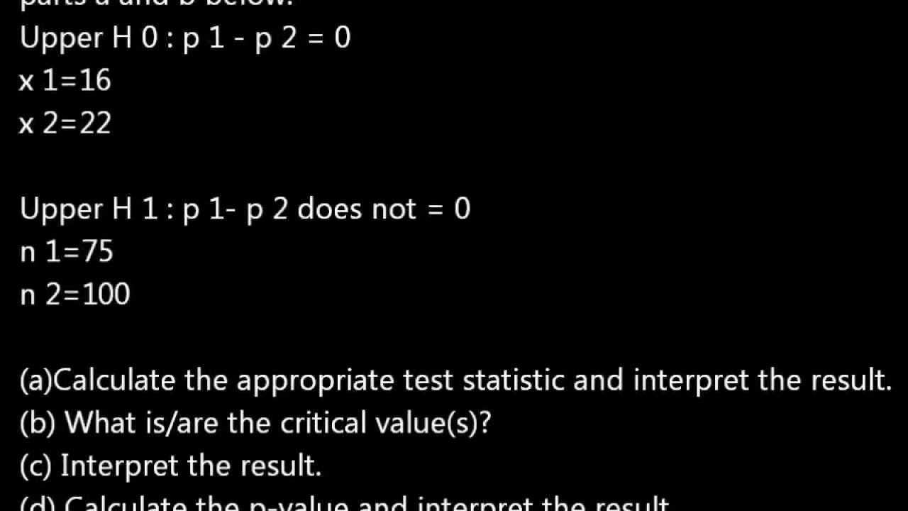Statistical Question Solution - YouTube