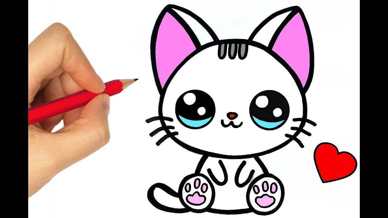 Mushukcha rasm chizish. Draw a kitten - YouTube