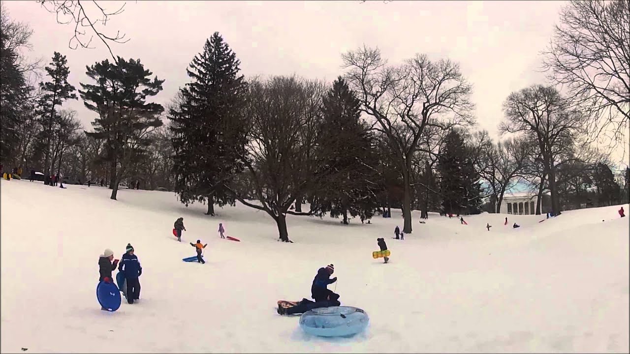 Snow Sledding Crash at Roger Williams Park Post 2015 Winter Storm Juno ...
