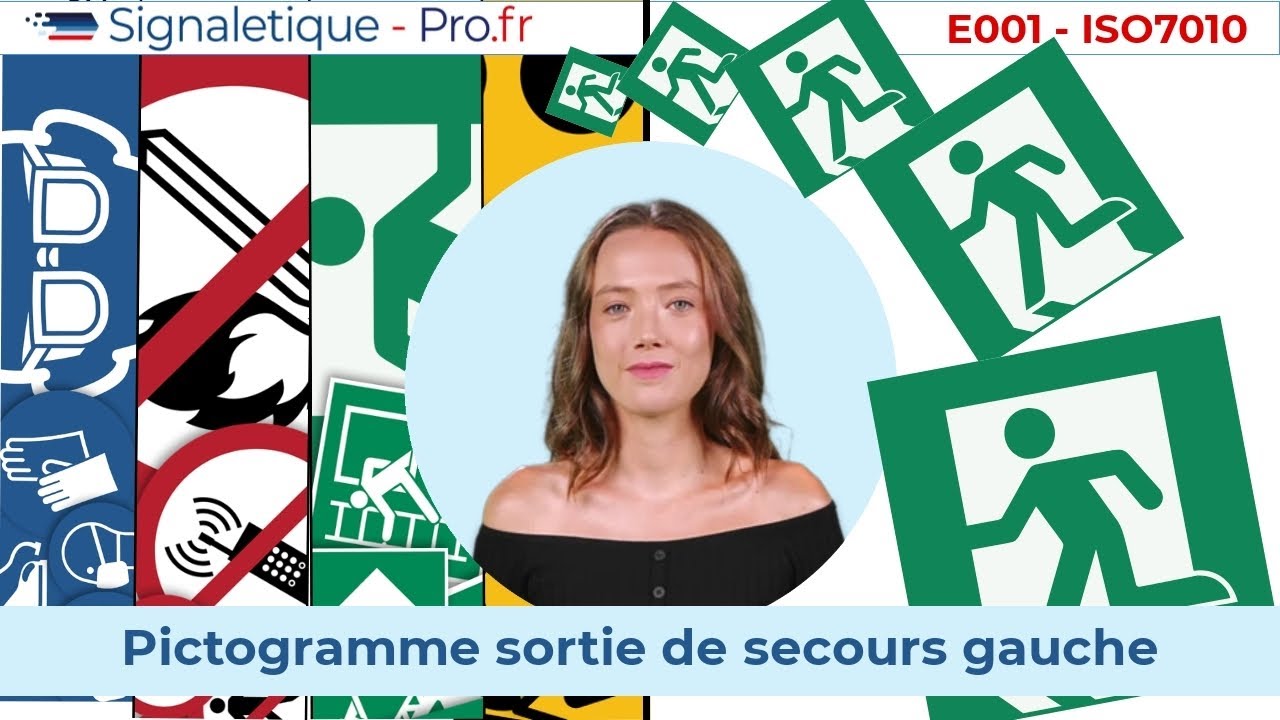 Pictogramme sortie de secours gauche pour prévenir les dangers - YouTube