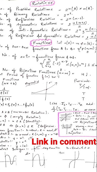 Class-12 Relation and Function One page notes #class12 #maths #physics ...
