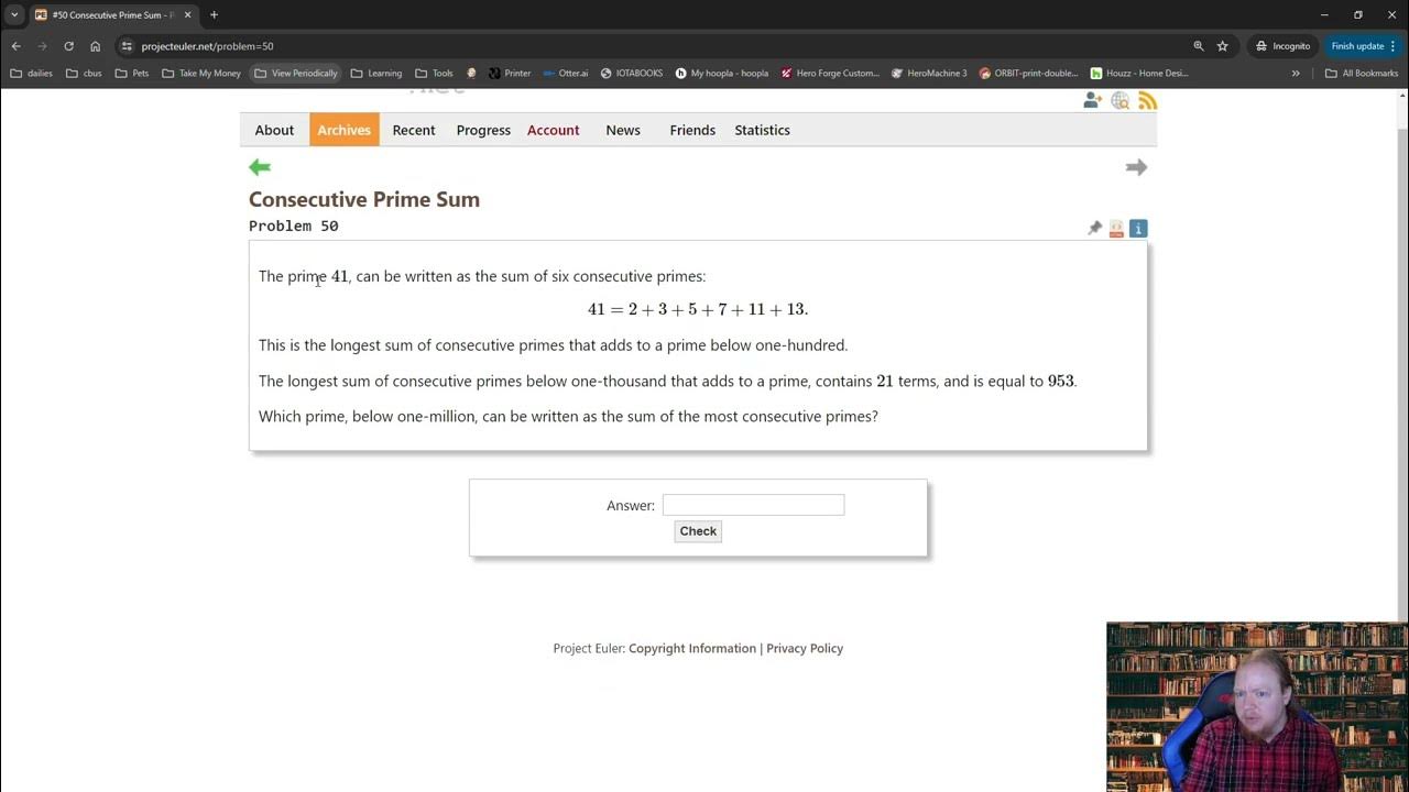 Project Euler Problem 50: Consecutive Prime Sum - YouTube