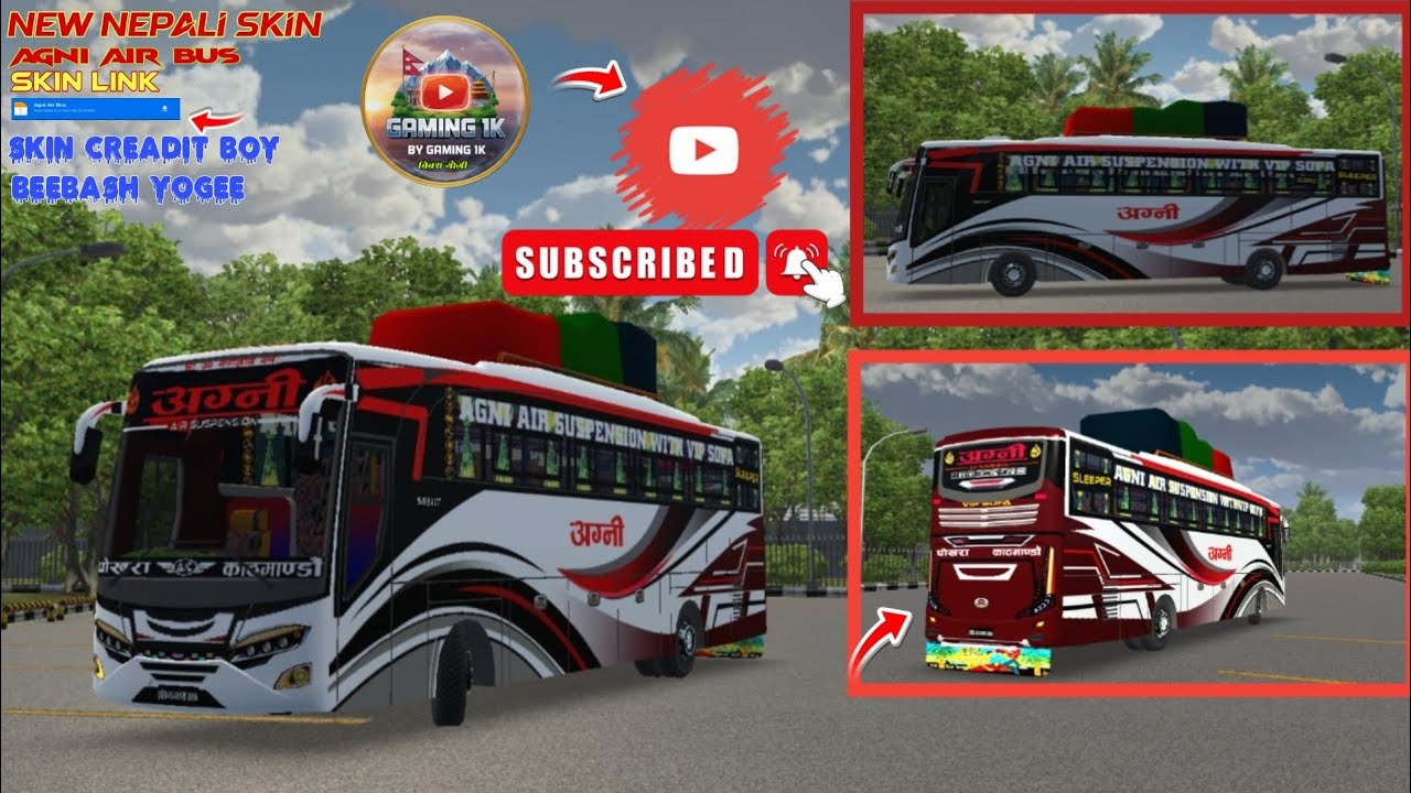 New Nepali skin for bus simulator Indonesia ||Agni Air Bus Skin link in ...