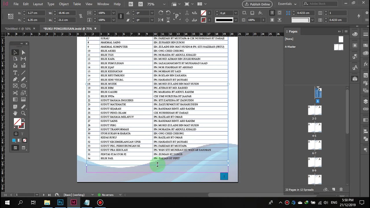 CARA EDIT BUKU PENGURUSAN GUNA ADOBE INDESIGN -BAHAGIAN 2 - YouTube
