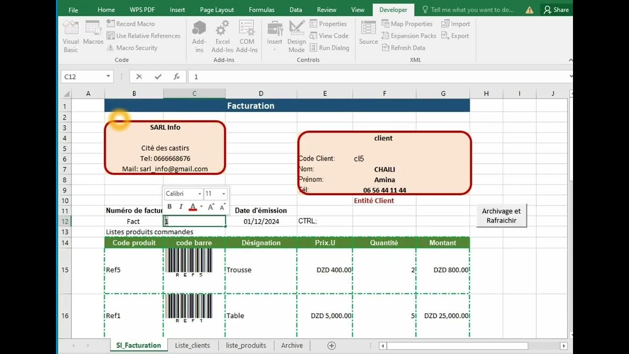 facturation Excel VBA part1 archiver - YouTube