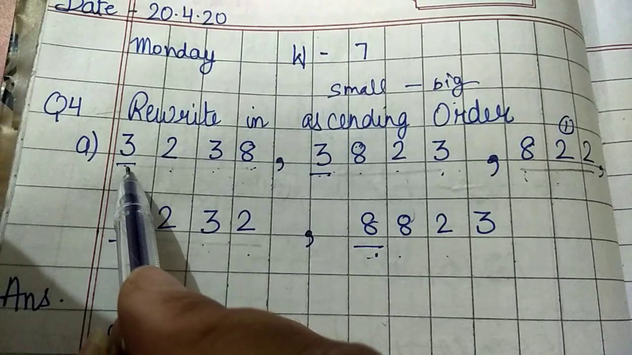 Class 3 Ascending order w-5 - YouTube