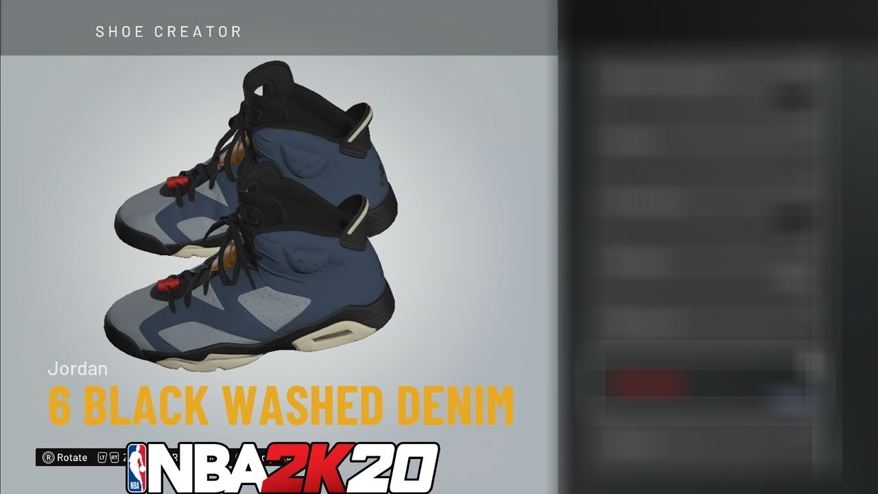 NBA 2K20 Shoe Creator Jordan 6 Black Washed Denim 🔌🔥👟 - YouTube