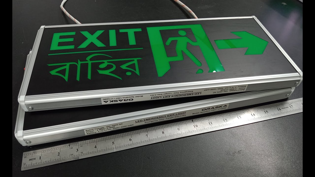 #ORASKA Emergency Exit Sign Light 18 by 8 by 1 inch | SparkPro 2616 3 ...