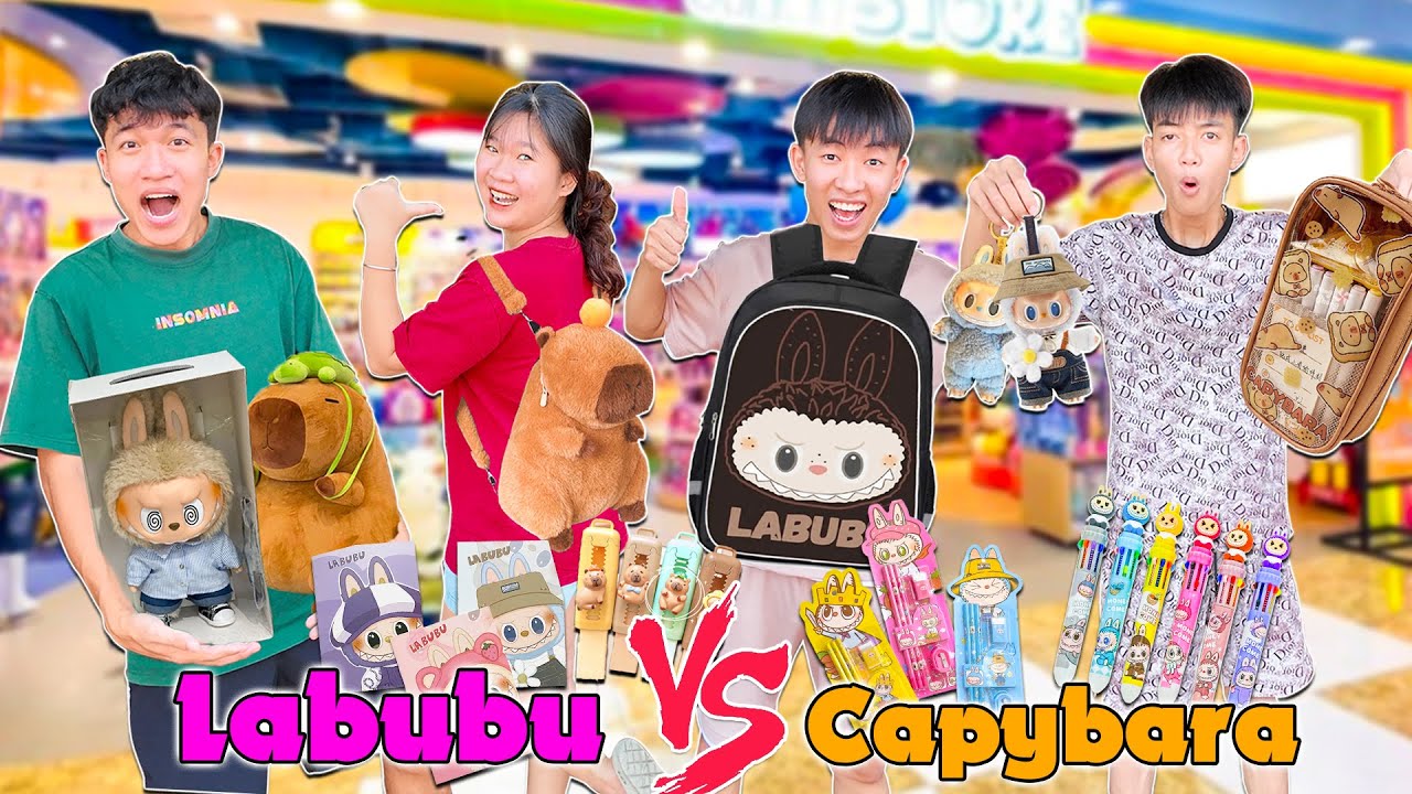 Dẫn Team Trẻ Trâu Đi Mua Đồ Dùng Học Tập Labubu VS Capybara | Anh Tóc ...