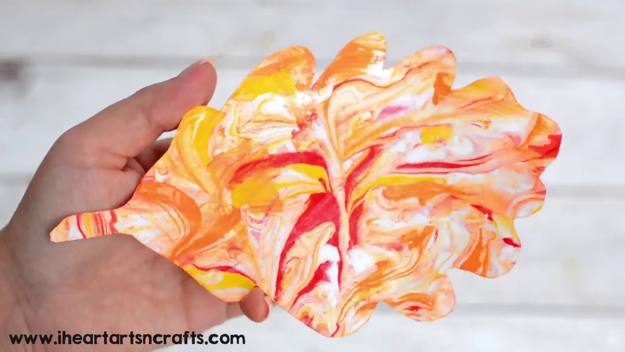 Easy Marbled Fall Leaves Craft for Kids - YouTube