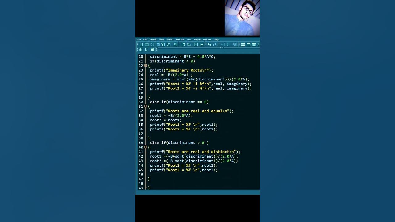 C Programming Roots Of Quadratic Equation Coding With Sohail Shorts Youtube