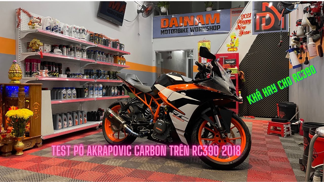 Test âm thanh pô Akrapovic Carbon trên RC390 Date2018 - YouTube