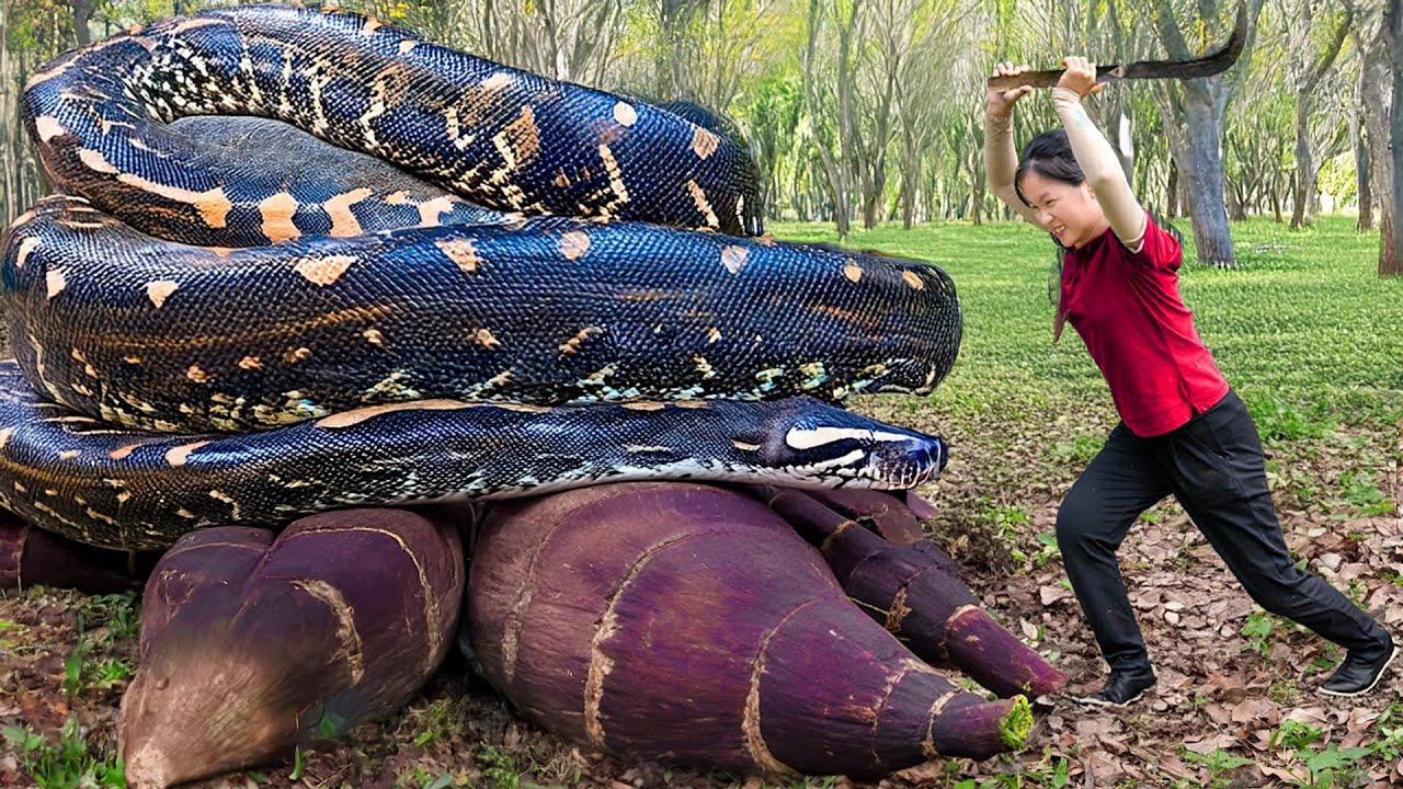 Harvest A Lot Of ANACONDA TUBER in Tree Trunk Goes to market sell ...