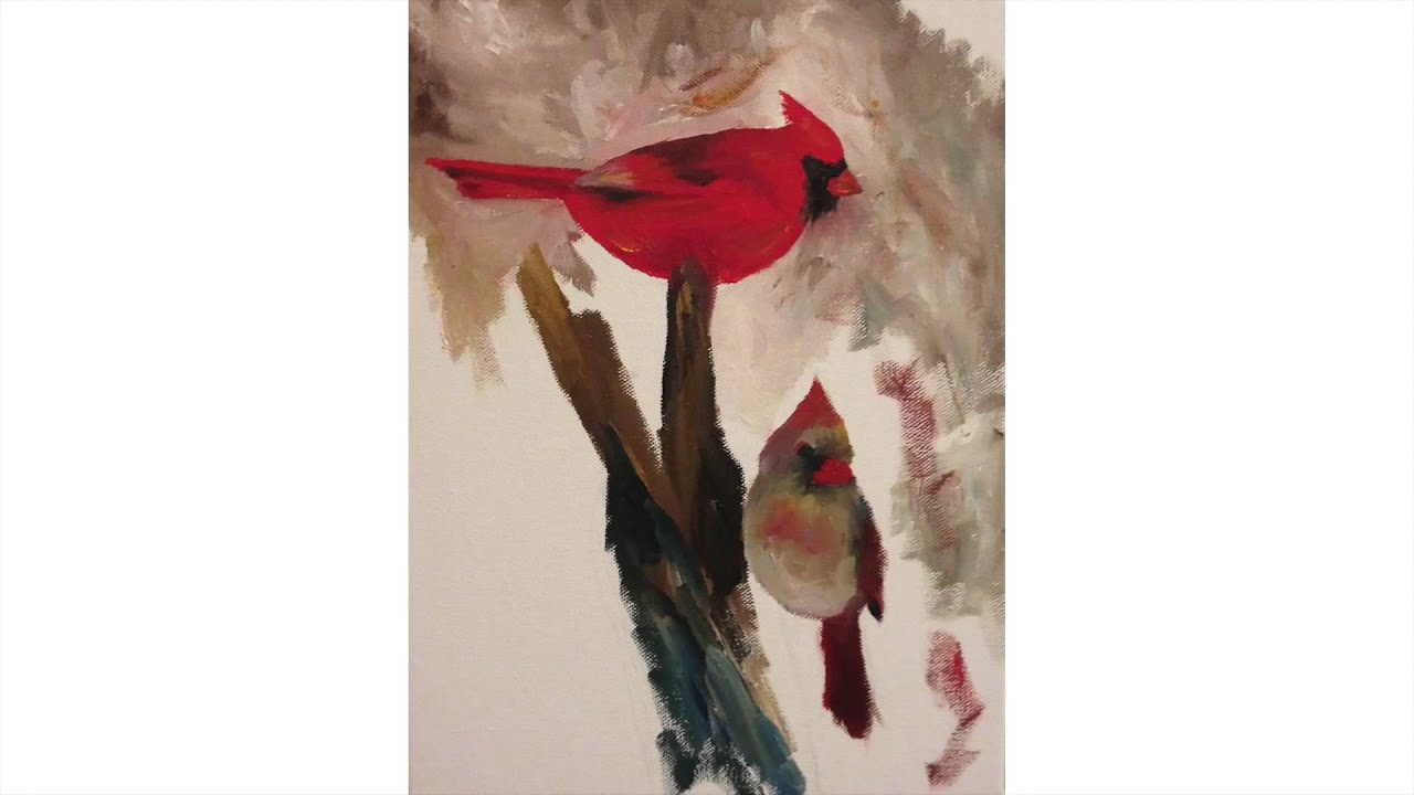 Cardinal Oil Painting - Time Lapse - YouTube