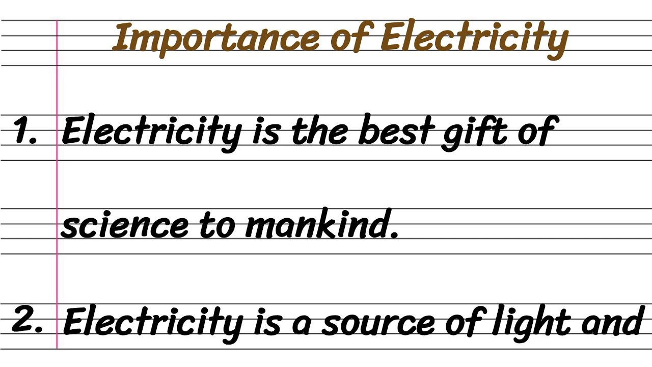 10 Lines on Importance of Electricity in English || Essay on Importance of Electricity - YouTube