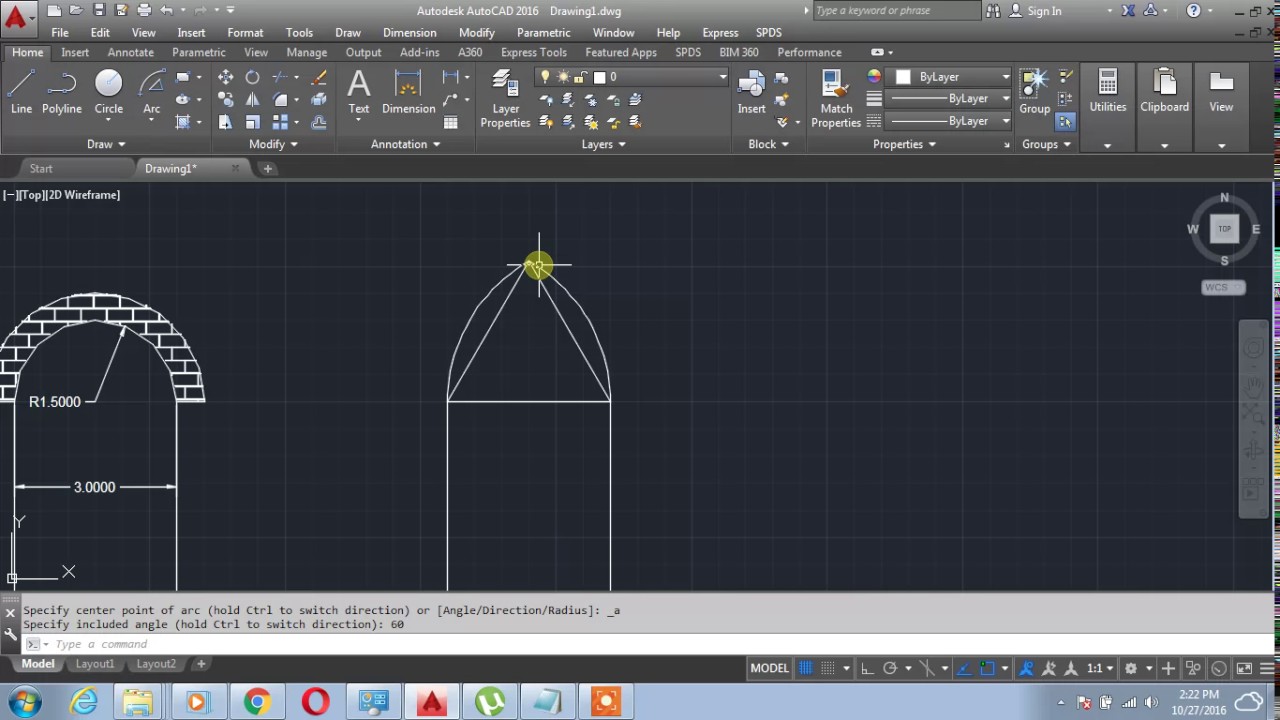 How to Design equilateral Arch on AutoCAD - YouTube
