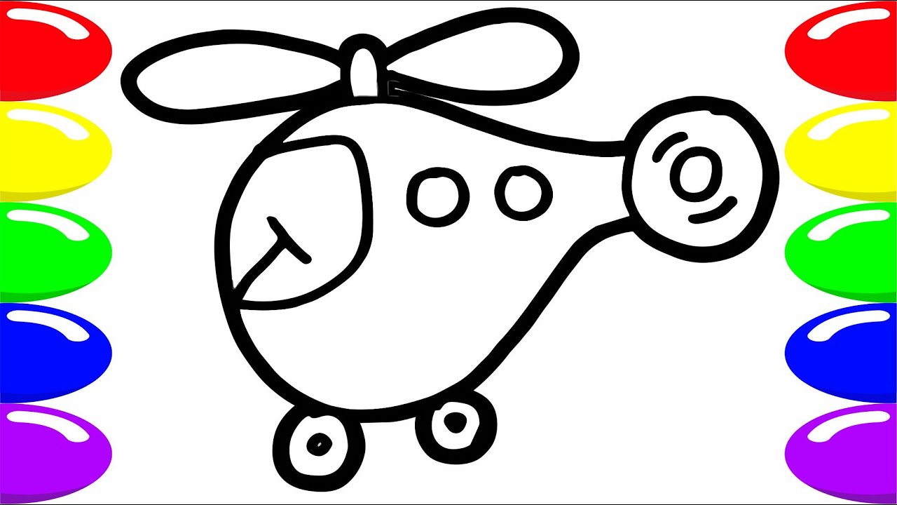 HOW TO DRAW HELICOPTER for kids Step by Step - YouTube