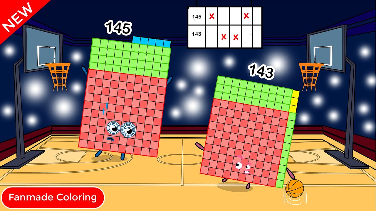 Nb 143 vs 145 in Basketball Game | Numberblocks Fanmade Coloring Story ...