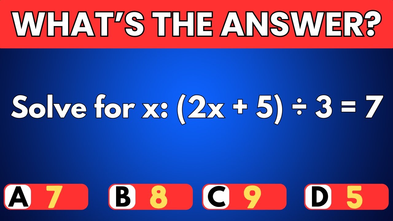 9th Grade Math Quiz Challenge ️🧠 | Easy, Medium, Hard, Extreme - YouTube
