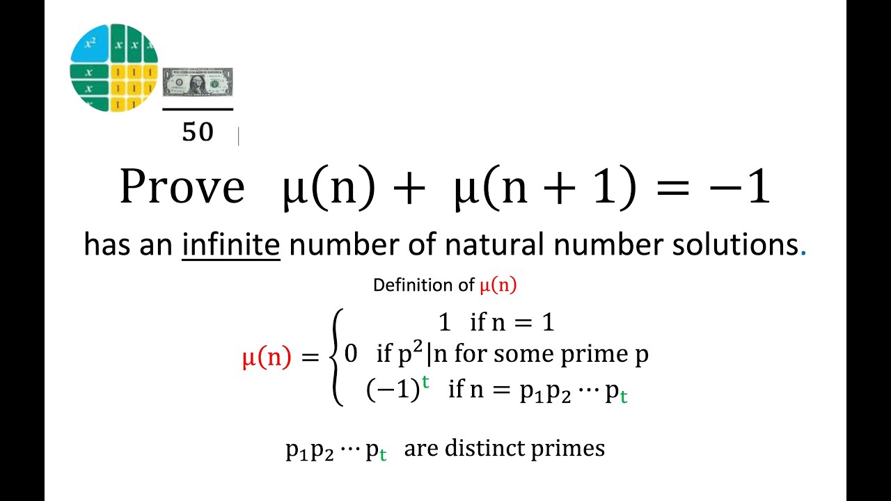 Prove μ(n) + μ(n+1) = - 1 has an infinite number of natural number ...