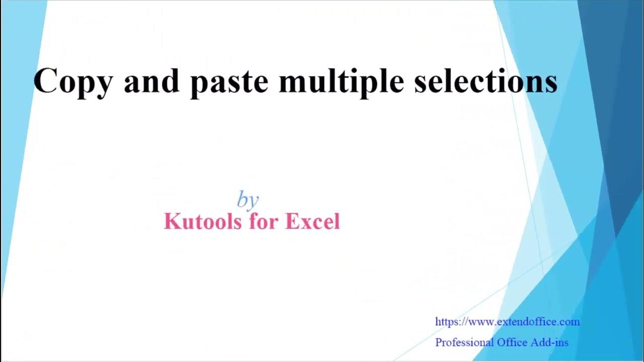 Quickly copy multiple selections in Excel - YouTube