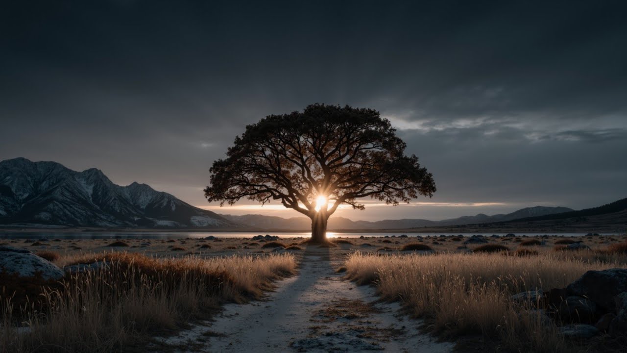 Tranquil Sunset Tree: Relaxing Night Music for Deep Sleep & Meditation ...