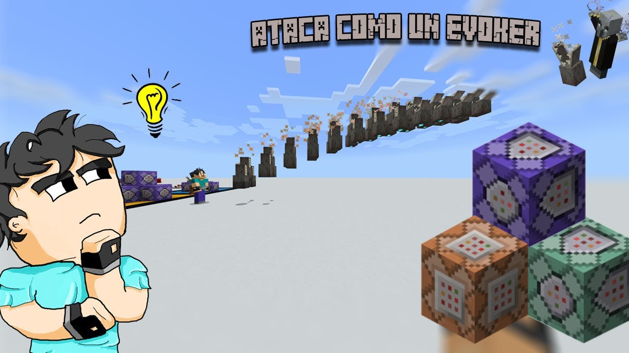 ¡COMO TENER PODERES EN MINECRAFT CON COMANDOS! - ATACA COMO UN EVOKER ...