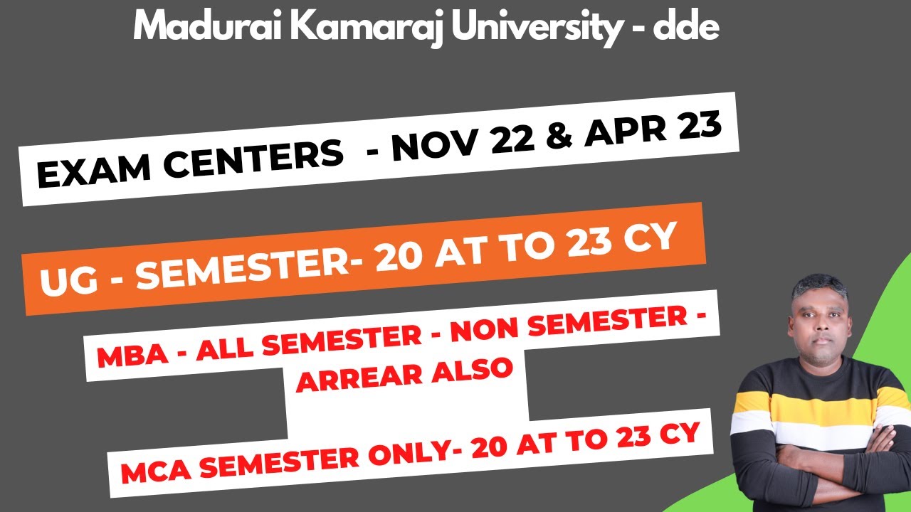 EXAM CENTER'S DETAILS | CAREFULLY WATCH | MKU DDE | KAVIARASAN - YouTube
