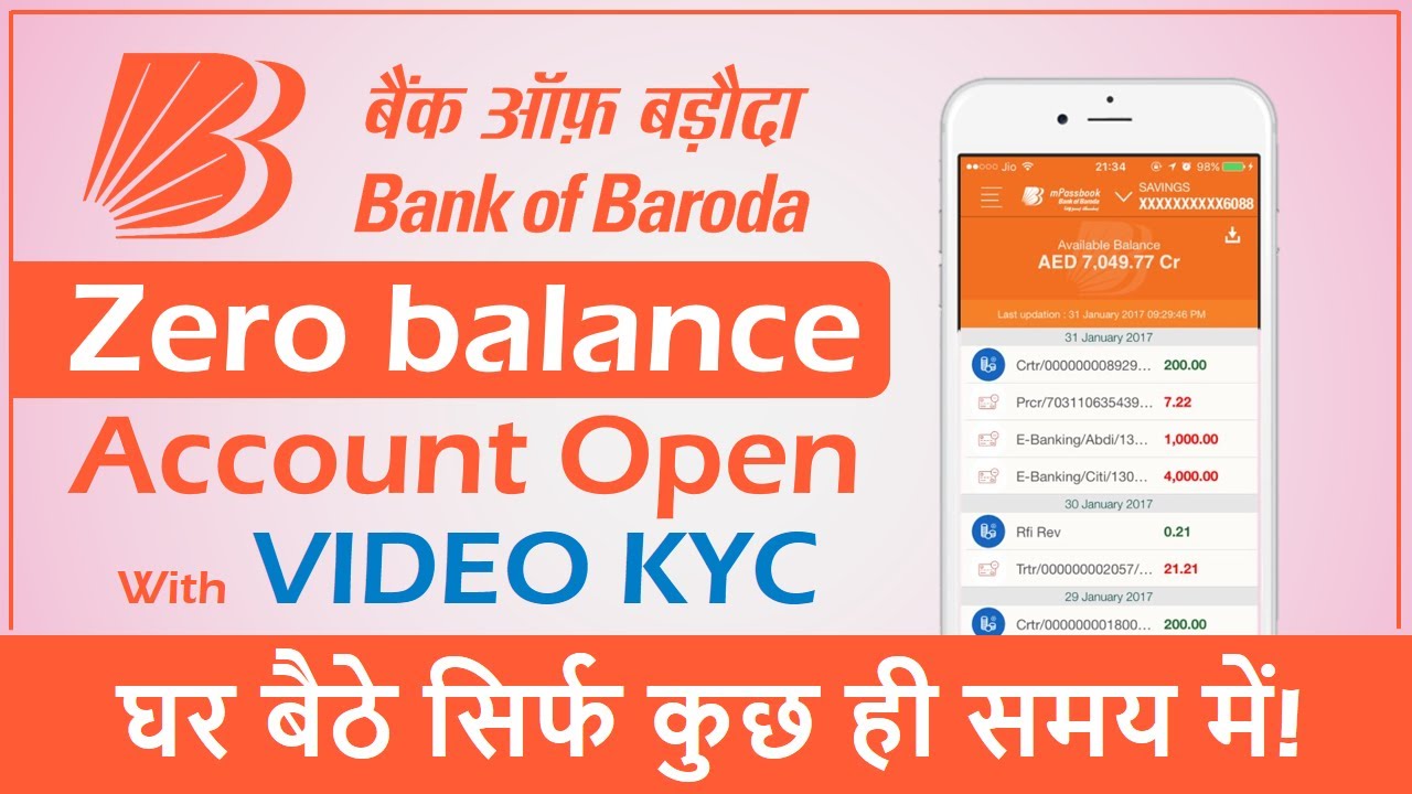 Bank of Baroda Bank Account Online Opening | Zero balance Account | Bob ...