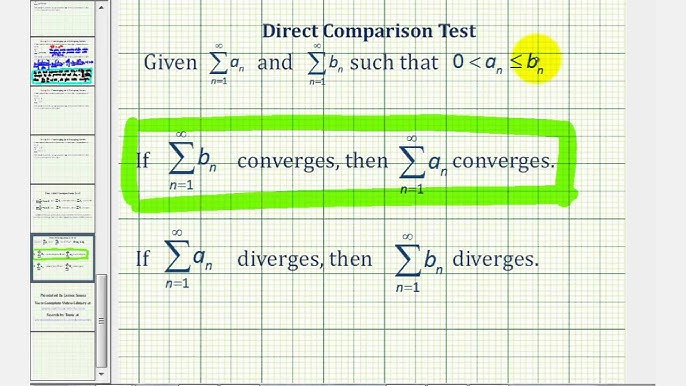 Series The Direct Comparison Test Youtube Infinite Series Limit