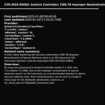 Aviatrix Controller: CWE-78 Improper Neutralization of Special Elements used i...(CVE-2024-50603 ...