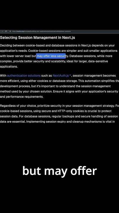 Cookie Based Vs Database Session Management In Nextjs Nextjs Reactjs Youtube