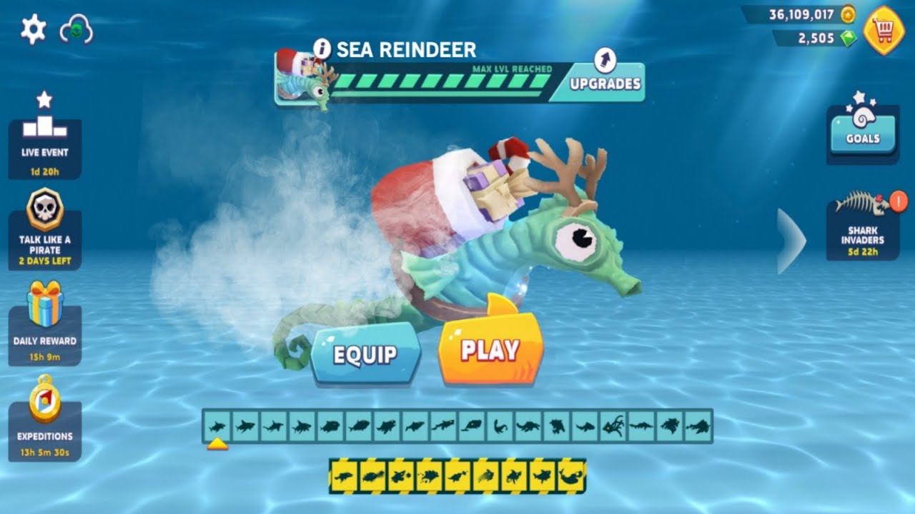 NEW SEA REINDEER UNLOCKED AND SEA REINDEER GAMEPLAY - Hungry Shark ...