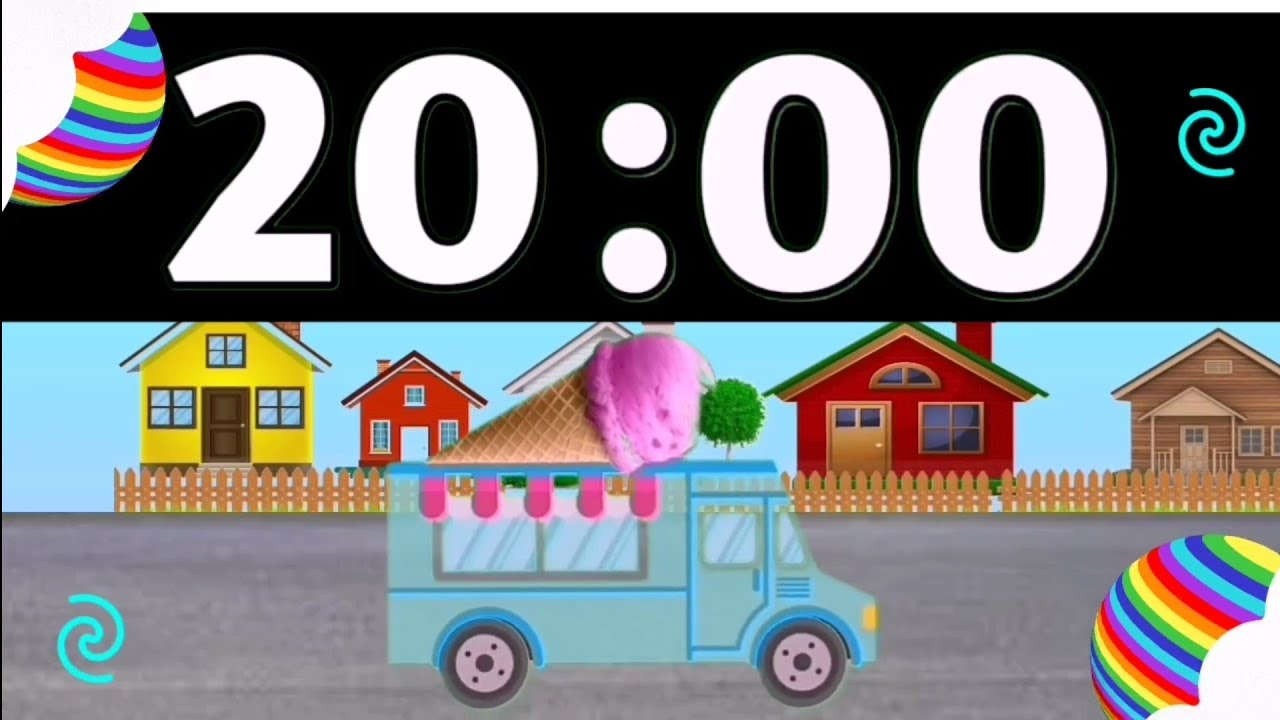 20 Minute Timer Countdown with Music lce Cream Truck & Rainbow! - YouTube