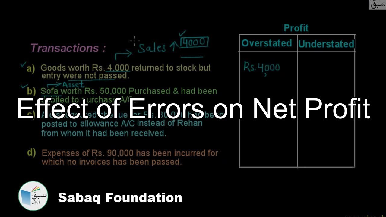 Effect of Errors on Net Profit, Accounting Lecture | Sabaq.pk - YouTube