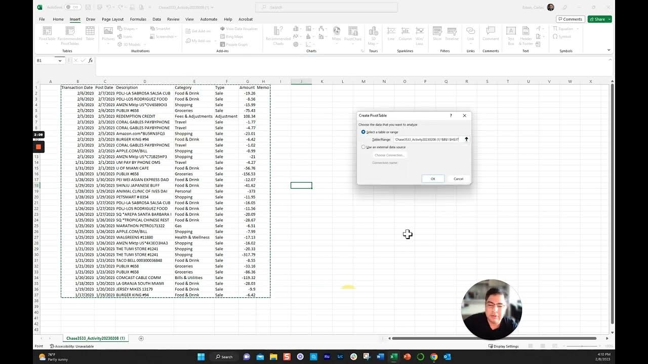 Quick Pivot Table tutorial to organize your expenses - YouTube