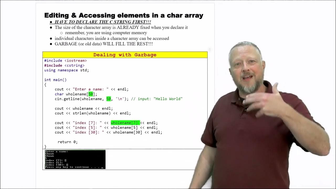 3 - Editing & Accessing elements in a char array - YouTube
