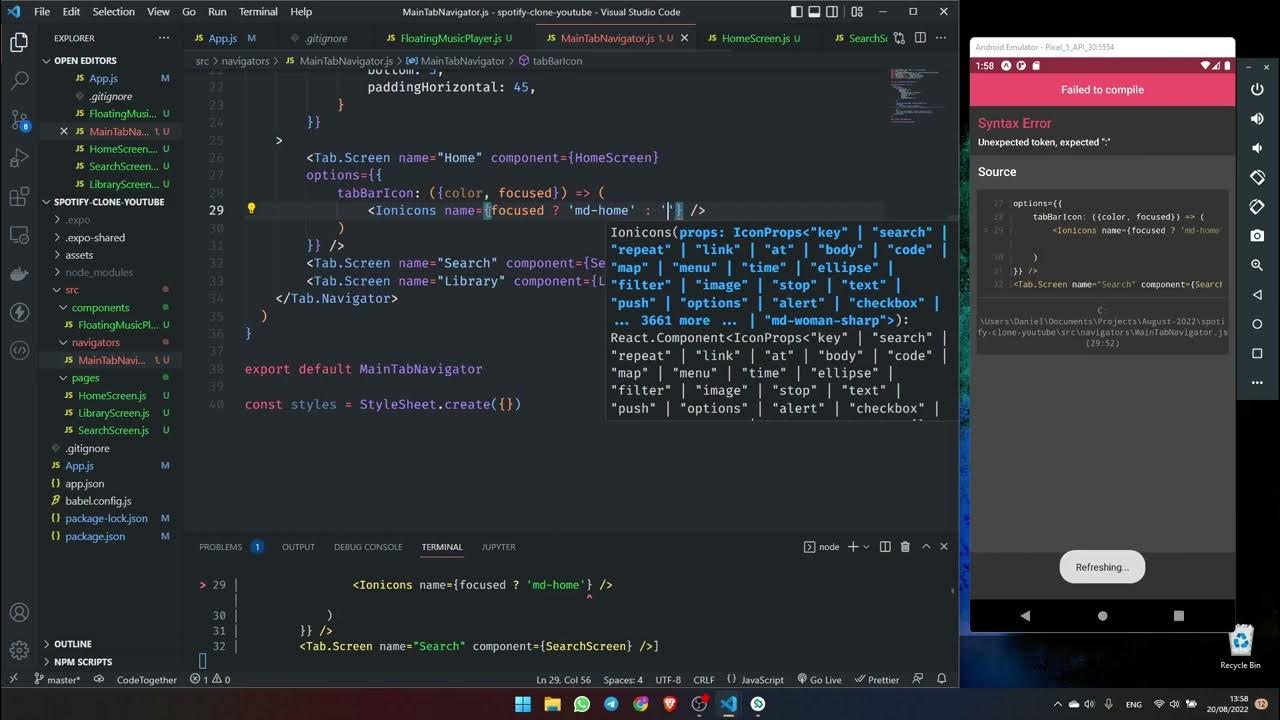 SPOTIFY CLONE 2022 !!! Tutorial (Expo React Native, React Navigation 6, TextTicker) - YouTube