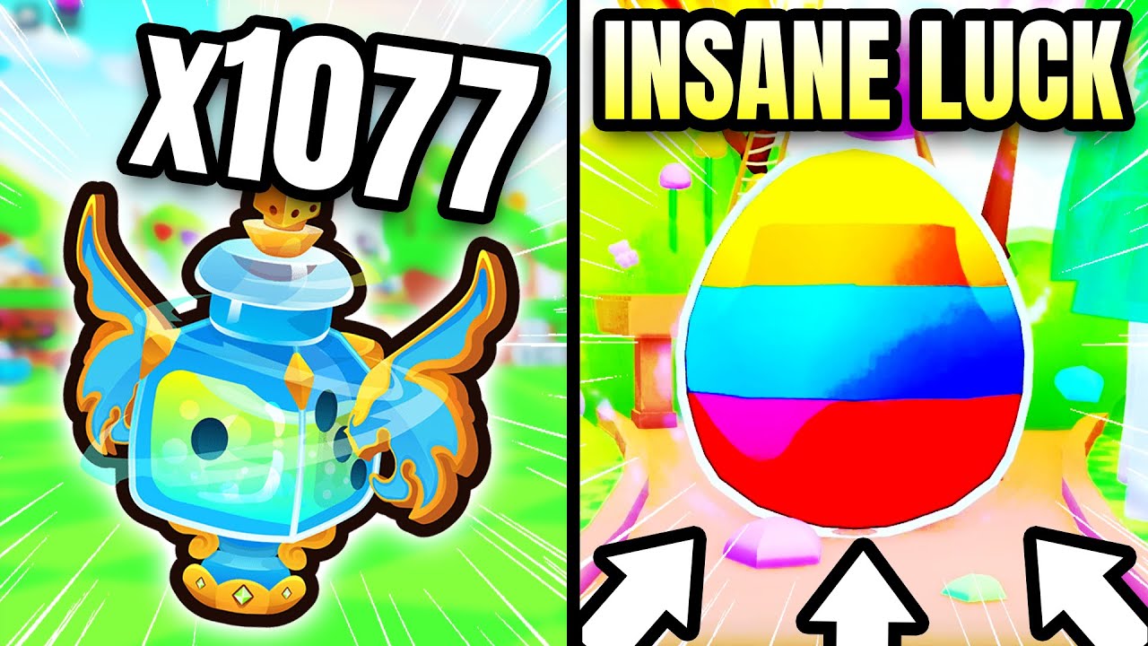 INSANE LUCK! Using x1,077 Instant Luck 4 Potions in Pets Go! (Roblox ...